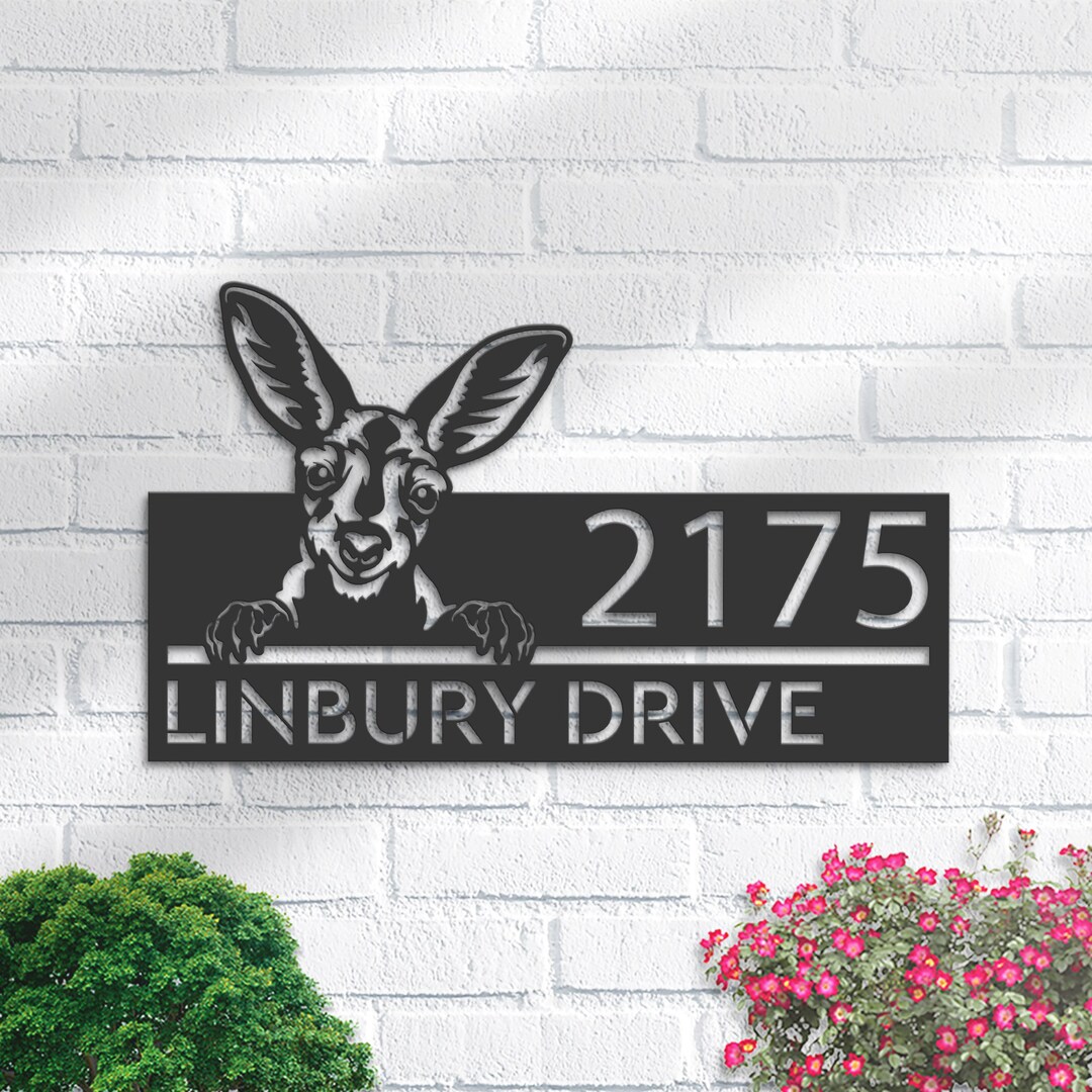Personalized Peeking Kangaroo Metal Address Sign | Hanging or Stake - Etsy