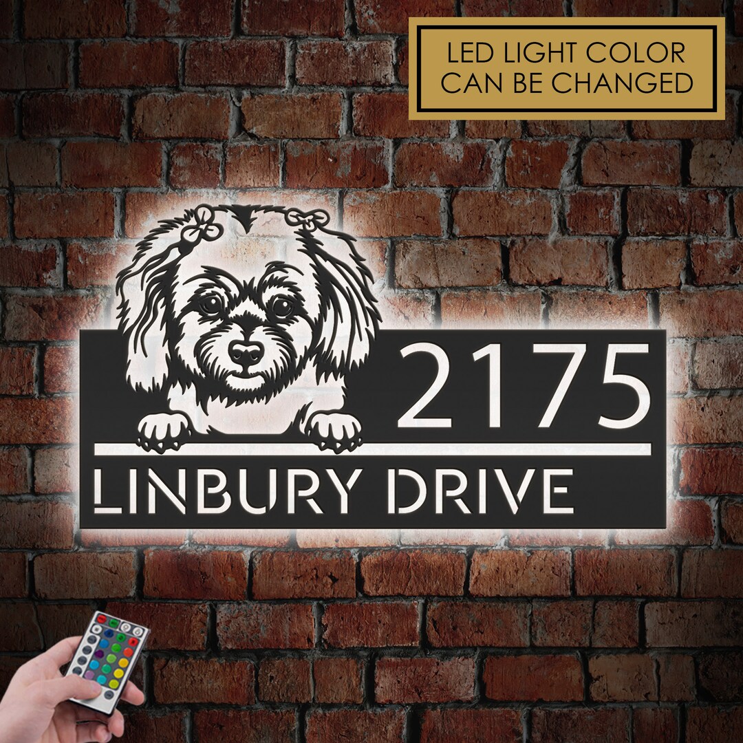 Personalized Peeking Shih Tzu Dog, Cute Puppy Metal Address Sign With ...