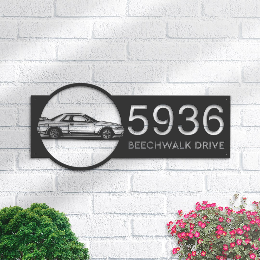 Personalized Sport Car Metal Address Sign Custom House Number Hanging ...