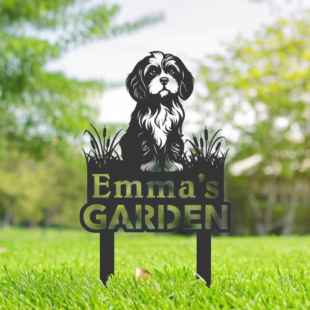 Personalized Cockapoo Dog Metal Garden Sign, Custom Yard Sign With ...