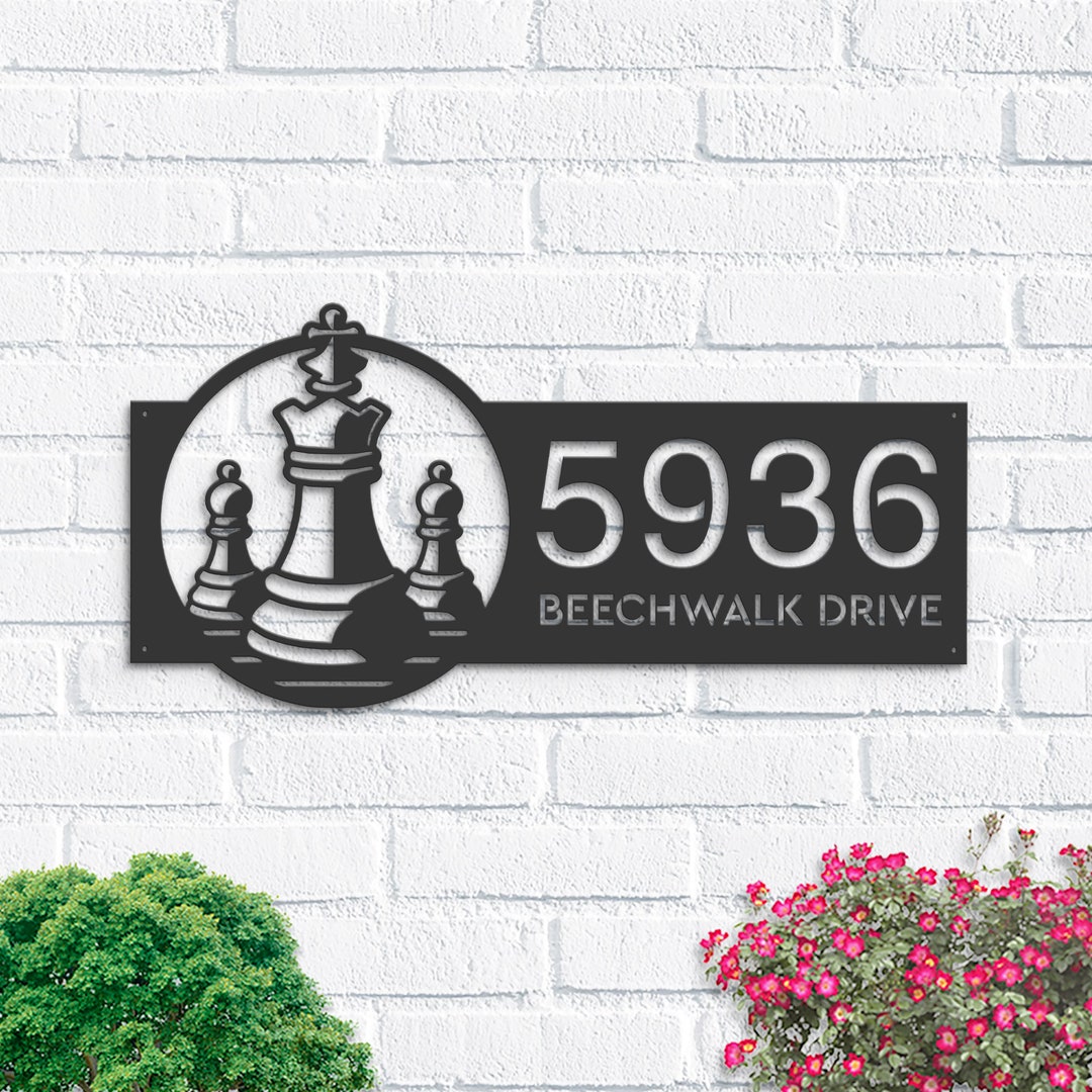 Personalized Chess Board Chess Player Metal Address Sign Custom House ...
