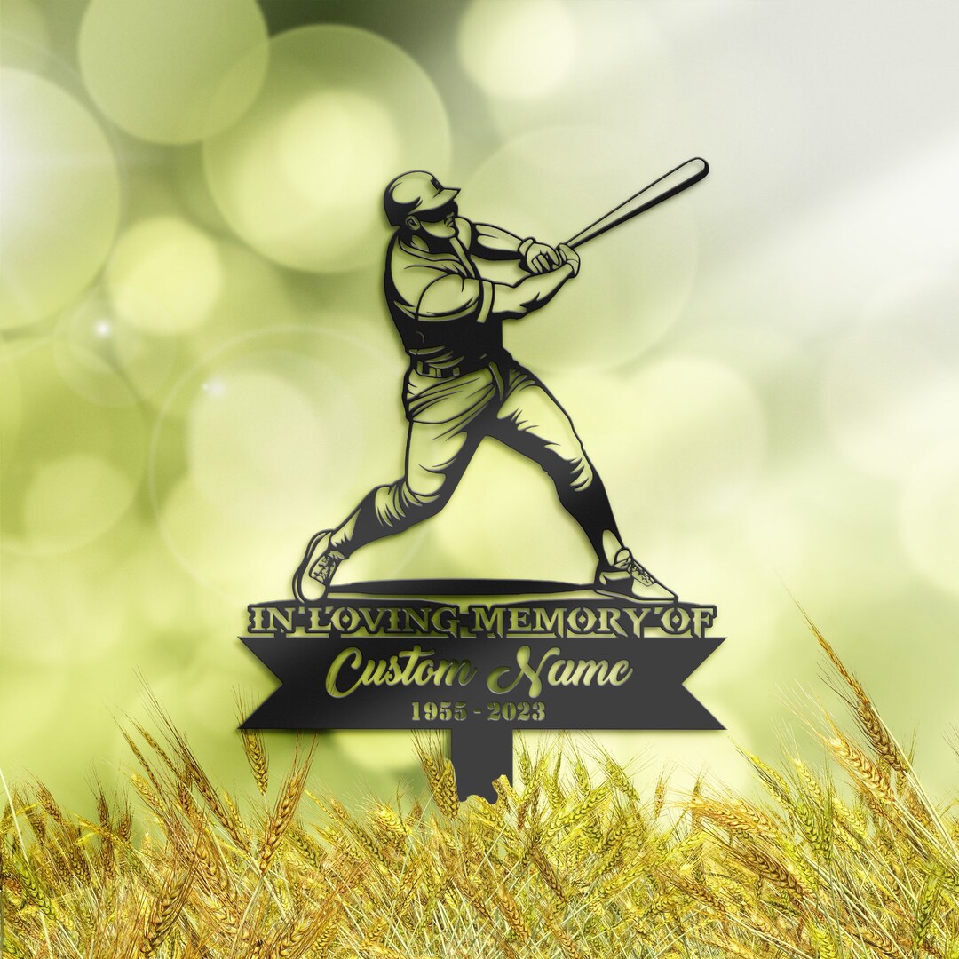 Personalized Baseball Player Memorial Stake, Metal Stake, Sympathy Sign ...