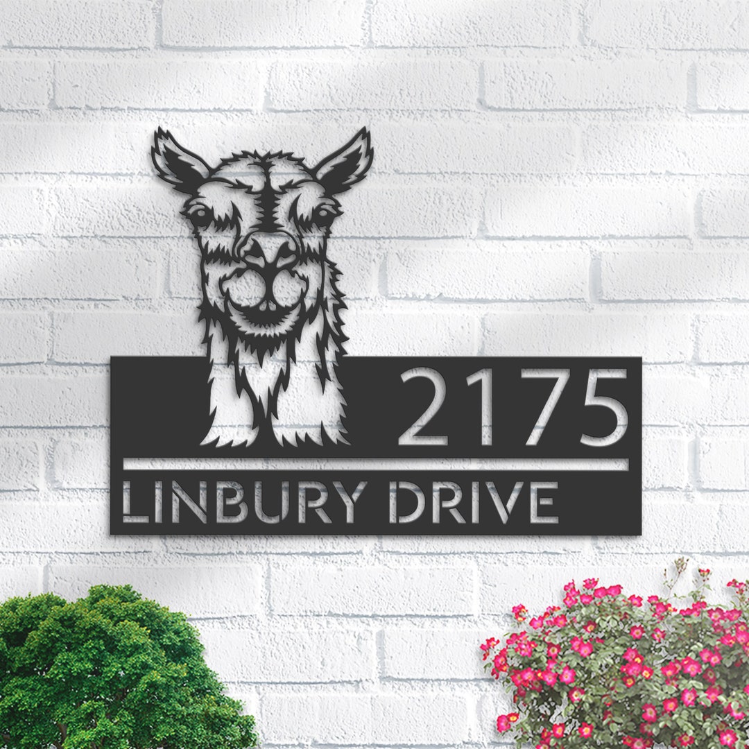 Personalized Llama Metal Address Sign, Ranch Decor - Etsy