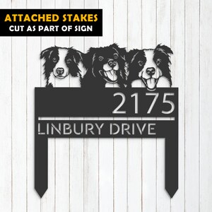 Personalized Border Collie Metal Address Sign, Hanging or Stake - Etsy