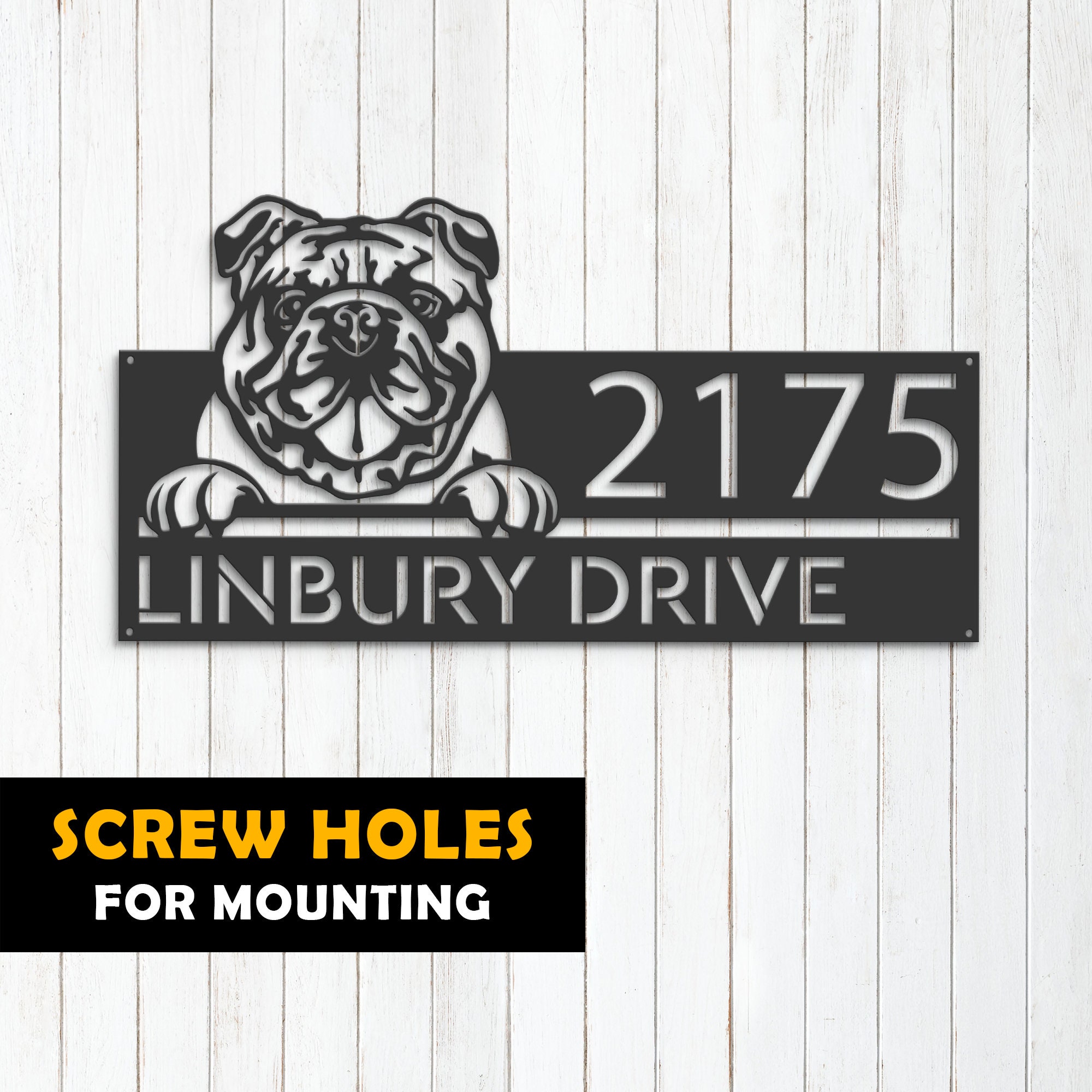 Personalized English Bulldog Dog Puppy Metal Address Sign - Etsy