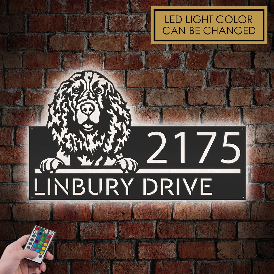 Personalized English Springer Spaniel Metal Address Sign With LED ...