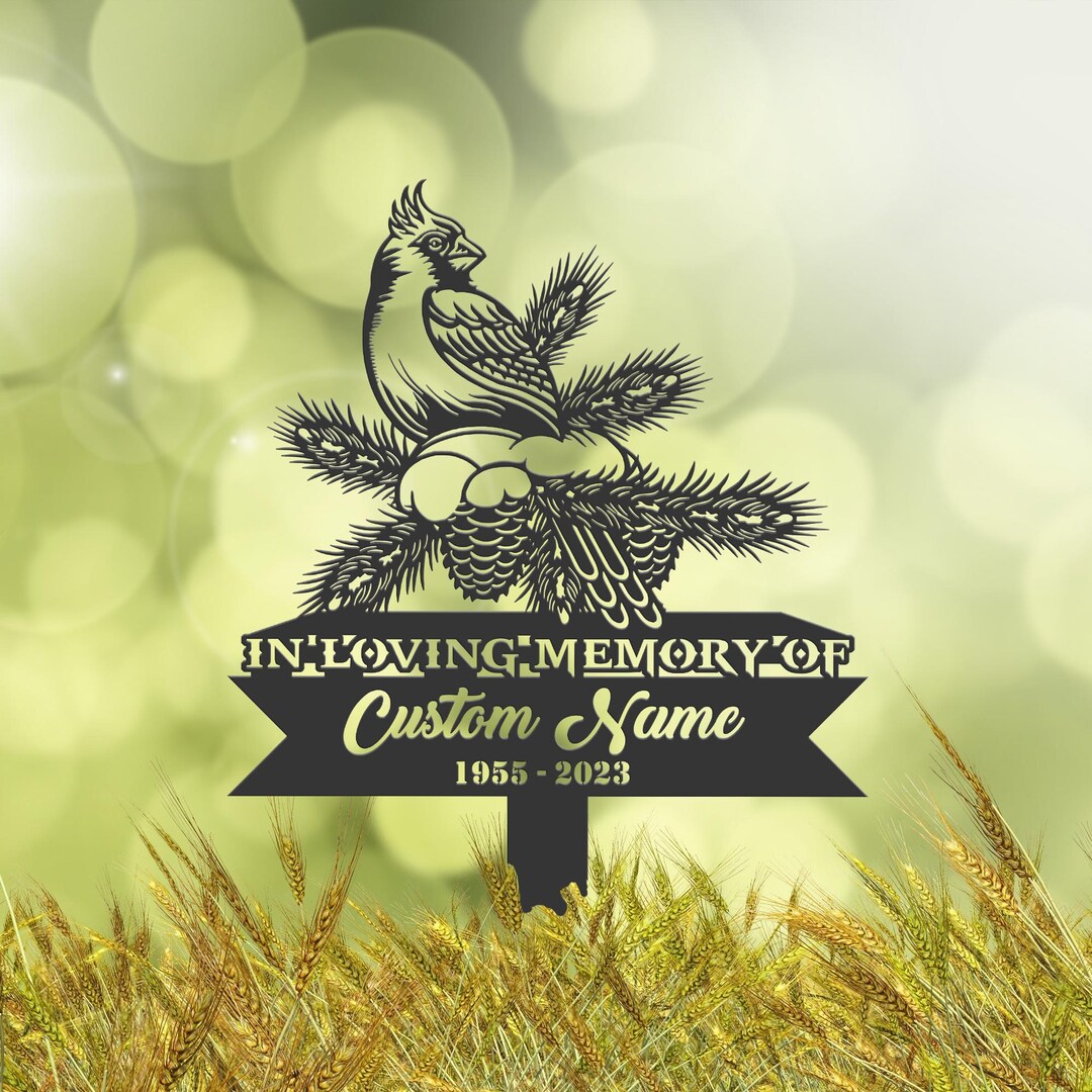 Personalized Cardinal Bird Memorial Stake, Metal Stake, Sympathy Sign ...