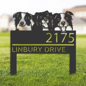 Personalized Border Collie Metal Address Sign, Hanging or Stake - Etsy