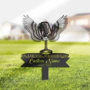 Personalized Metal Microphone Memorial Stake, Sympathy Grave Marker - Etsy