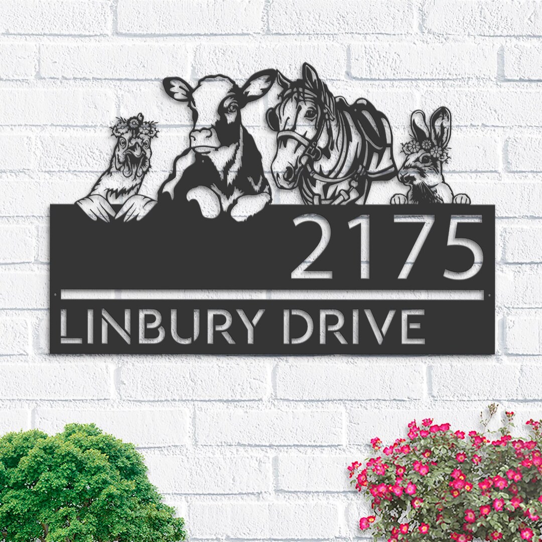 Personalized Farm Animals Metal Address Sign, Outdoor Hanging Plaque - Etsy