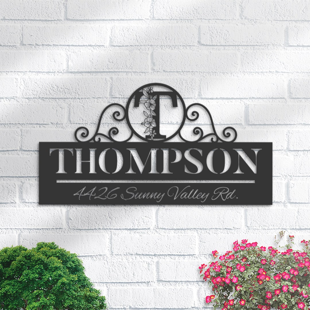 Personalized Metal Family Name Address Sign, Monogrammed House Number ...