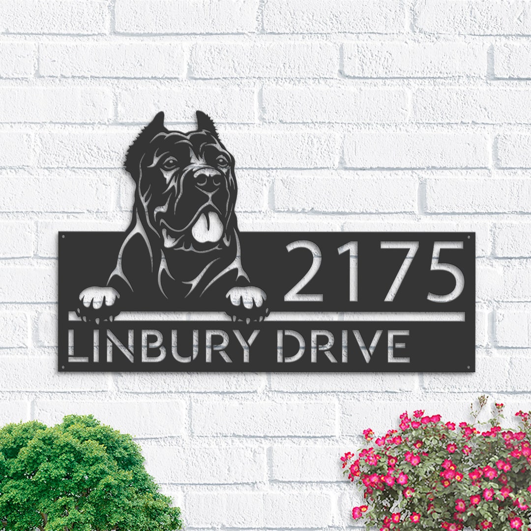 Personalized Cane Corso Cute Puppy Dog Metal Address Sign Hanging ...