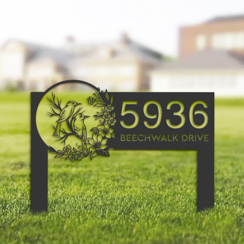 Personalized Couple Birds Metal Address Sign House Number - Etsy
