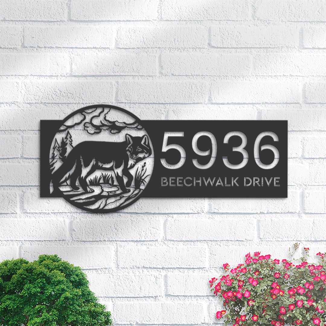 Personalized Fox Metal Address Sign | Wildlife Outdoor Plaque - Etsy