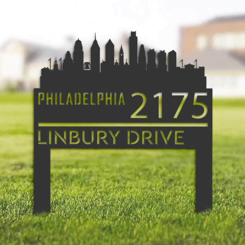 Personalized Philadelphia City Skyline Metal Address Sign - Etsy