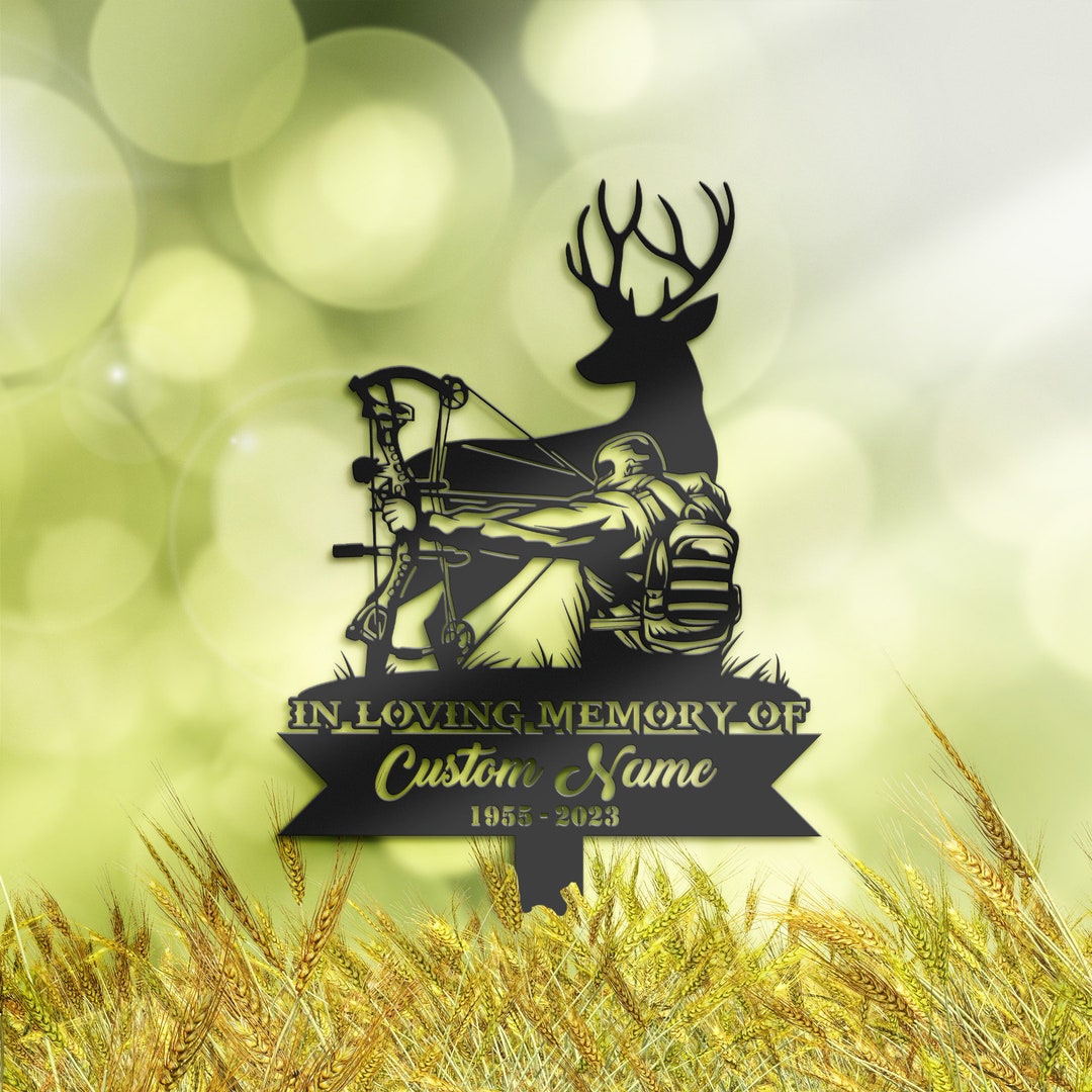Personalized Deer Bow Hunting Memorial Stake, Metal Stake, Sympathy ...