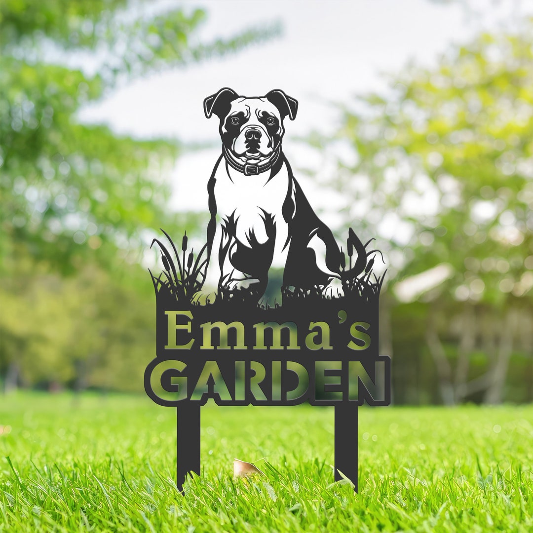 Personalized American Staffordshire Terrier Metal Garden Sign, Custom ...