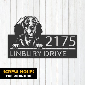 Personalized Peeking Gordon Setter Dog, Cute Puppy Metal Address Sign ...