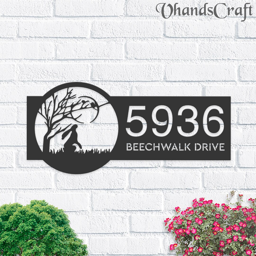 Personalized Hare Metal Address Sign House Number Hanging Address ...