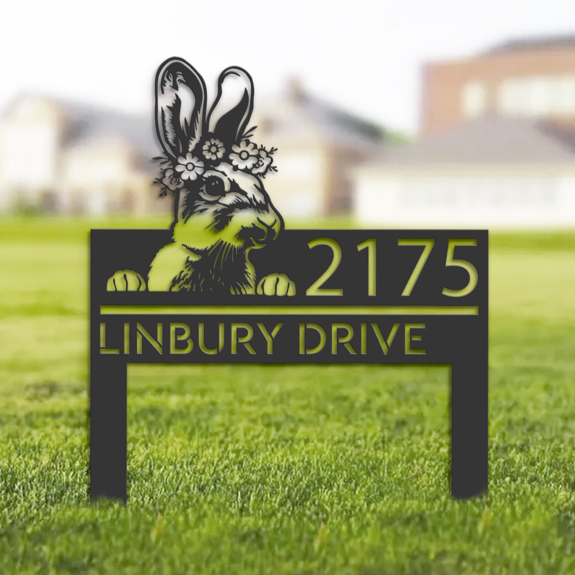 Personalized Peeking Rabbit Bunny Farmhouse Metal Address Sign - Etsy