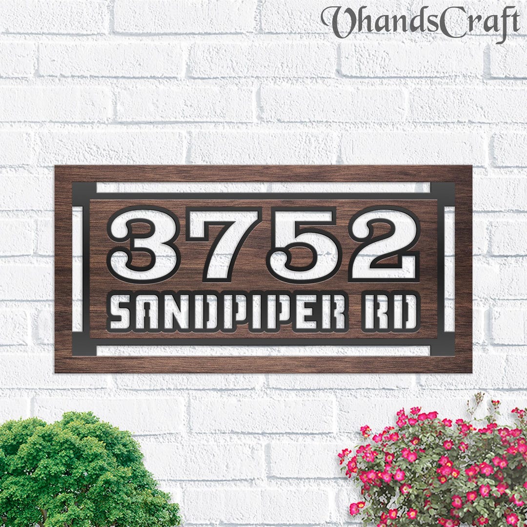 Custom Hanging Laser Cut Modern Wooden Address Sign With LED Lights ...