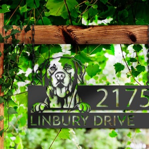 Personalized Labrador Dog, Cute Puppy Metal Address Sign House Number ...
