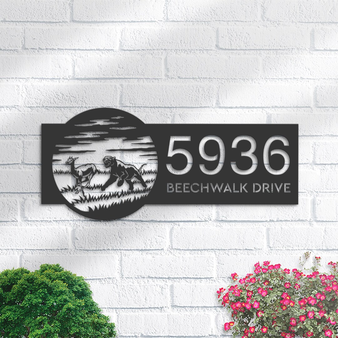 Personalized Hunting Panther Wild Animal Wildlife Metal Address Sign ...