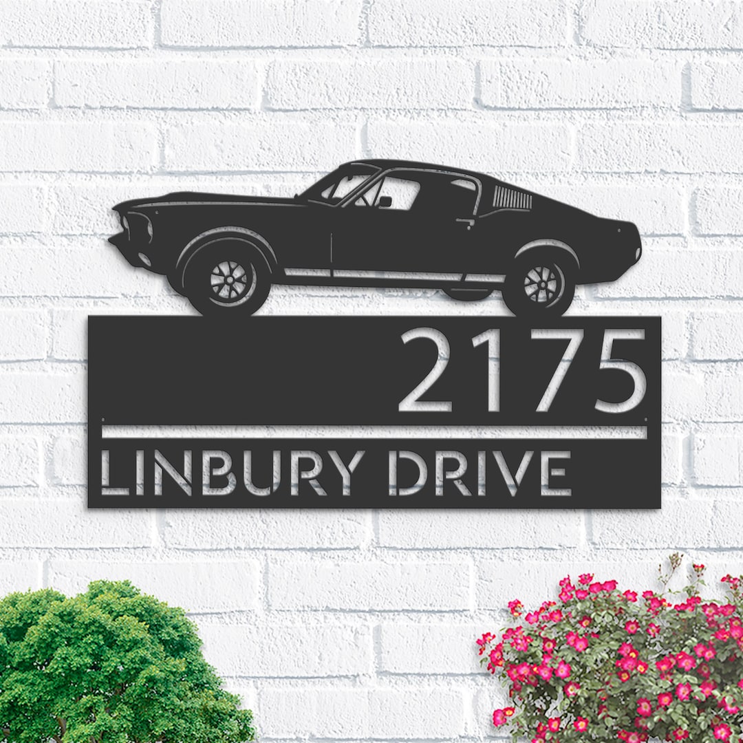 Personalized Muscle Sport Car Metal Address Sign House Number Hanging ...