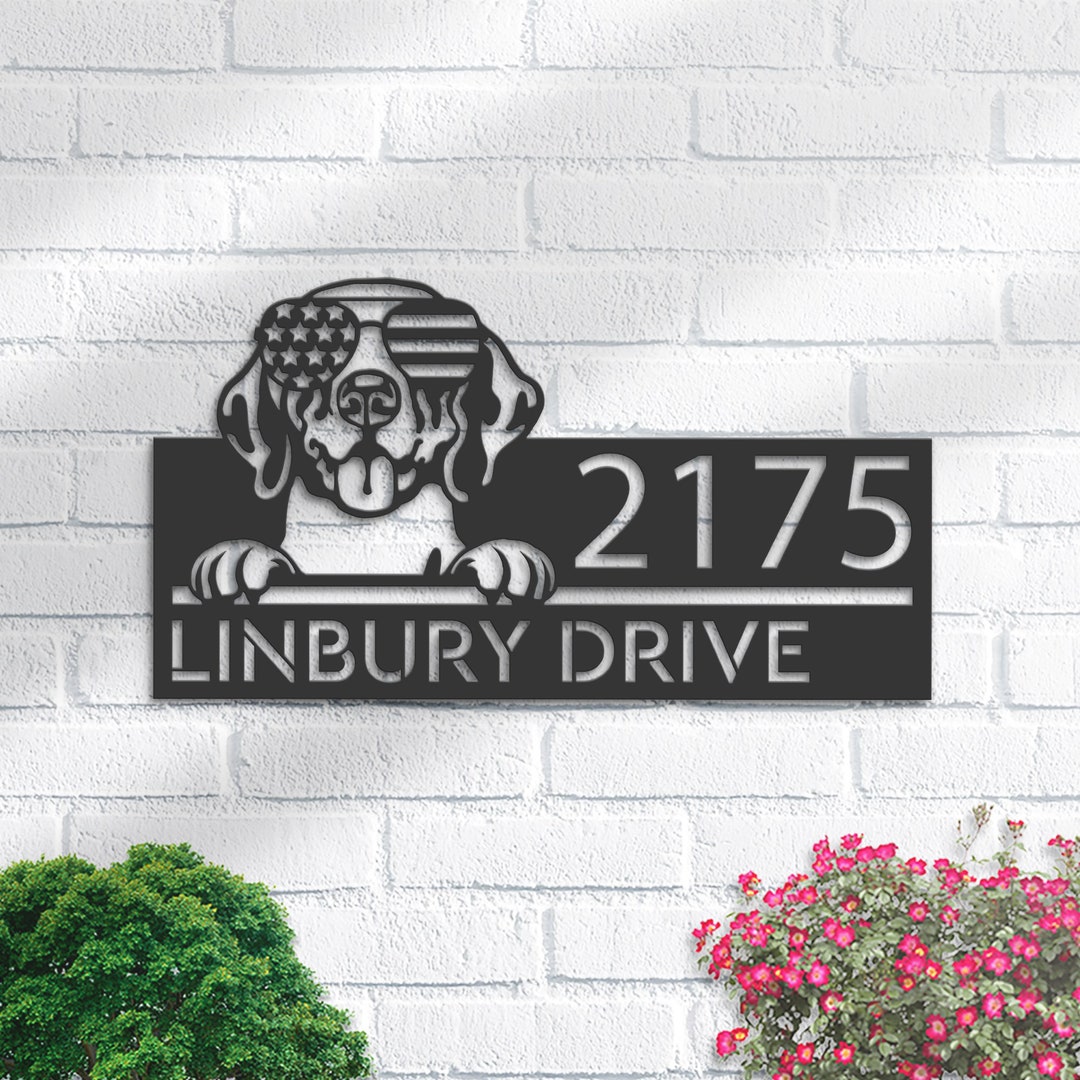 Personalized German Shorthaired Pointer Dog Metal Address Sign House ...