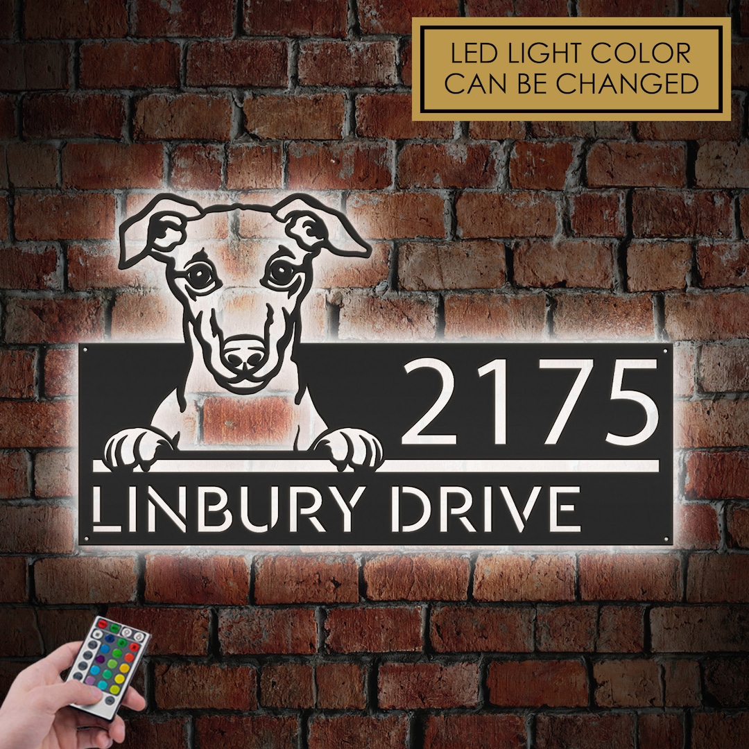Personalized Peeking Whippet Dog, Cute Puppy Metal Address Sign With ...