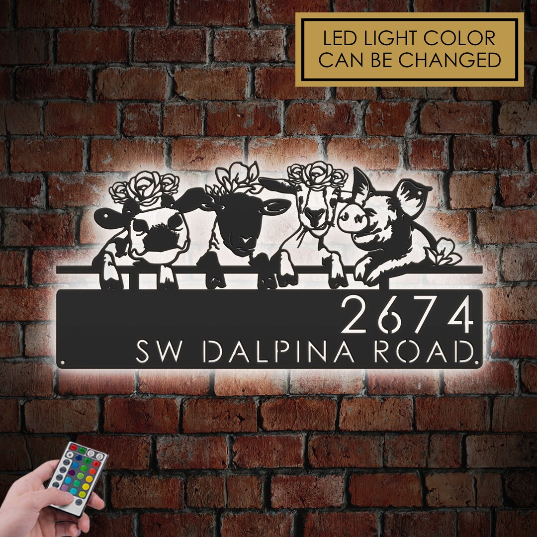 Personalized Goat Cow Sheep Pig Farmhouse Farm Animals Metal Address ...