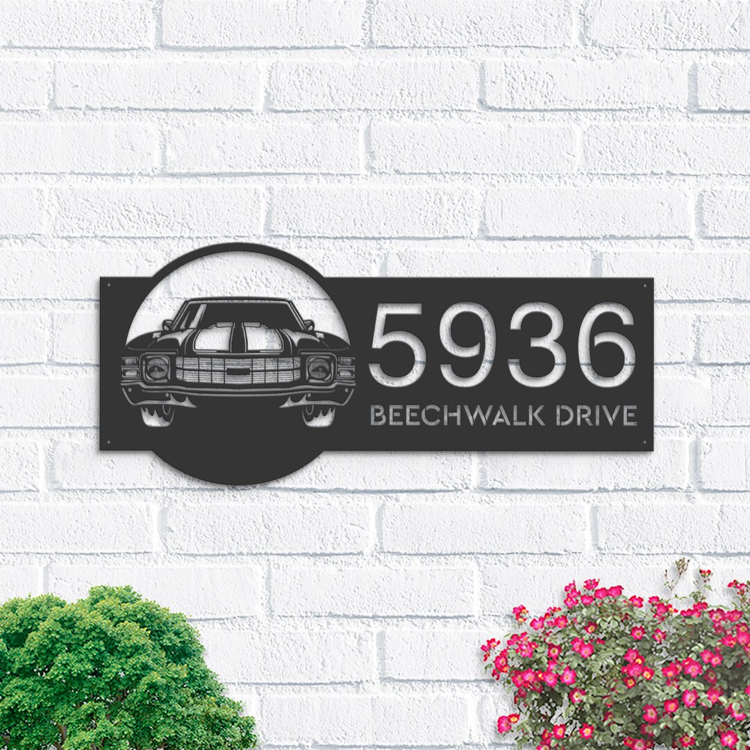 Personalized Sport Car Metal Address Sign Custom House Number Hanging ...