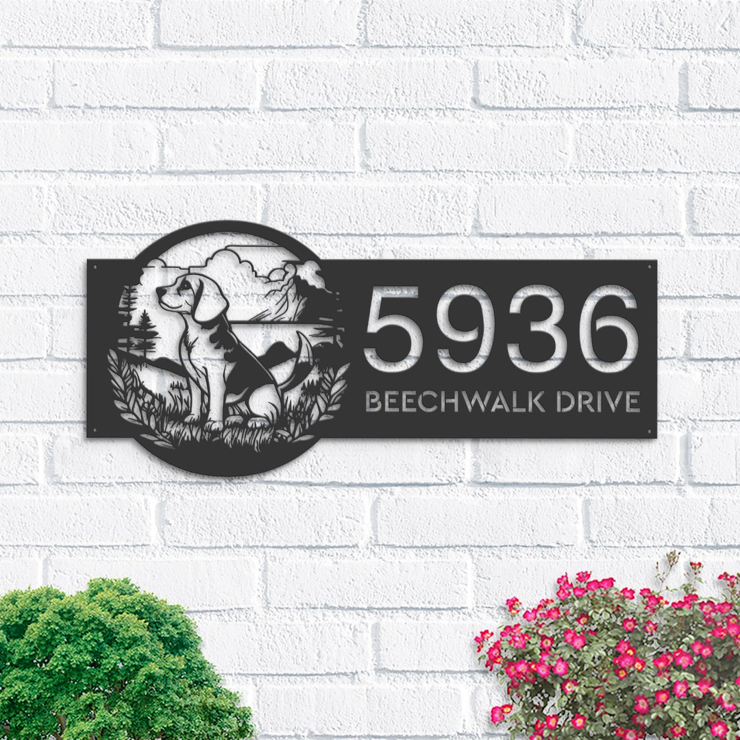 Personalized Beagle Cute Dog Puppy Metal Address Sign House Number ...