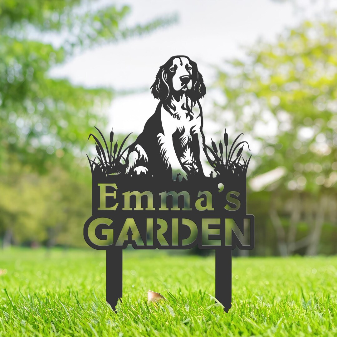 Personalized Welsh Springer Spaniel Dog Metal Garden Sign, Custom Yard ...