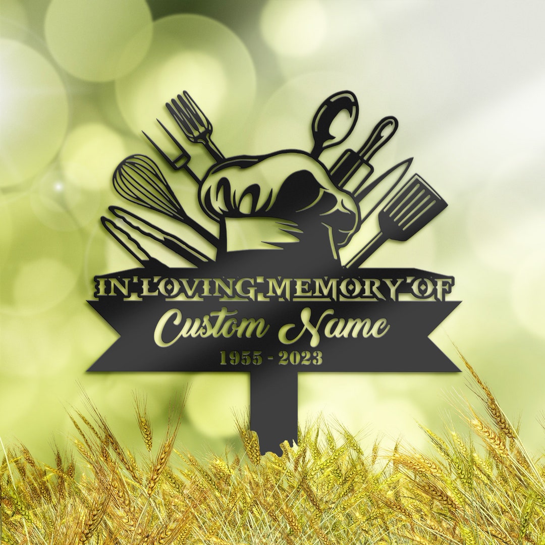 Personalized Cook Chef Kitchen Tools Memorial Stake, Metal Stake ...