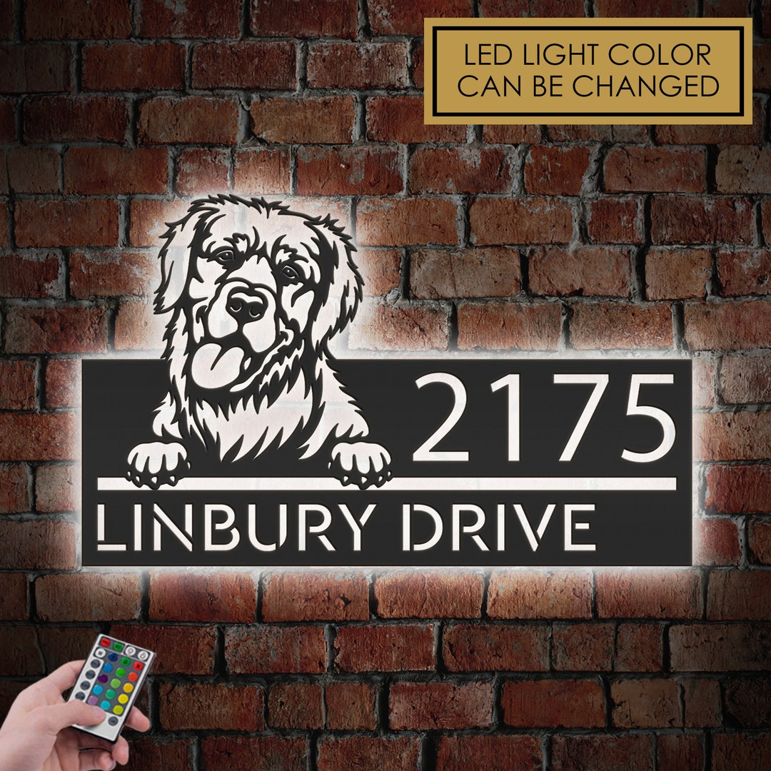 Personalized Peeking Golden Retriever Dog, Cute Puppy Metal Address ...