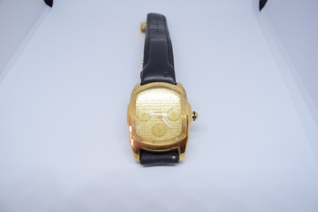 Techno Swiss Black Leather Bubble Chronograph Watch - Etsy