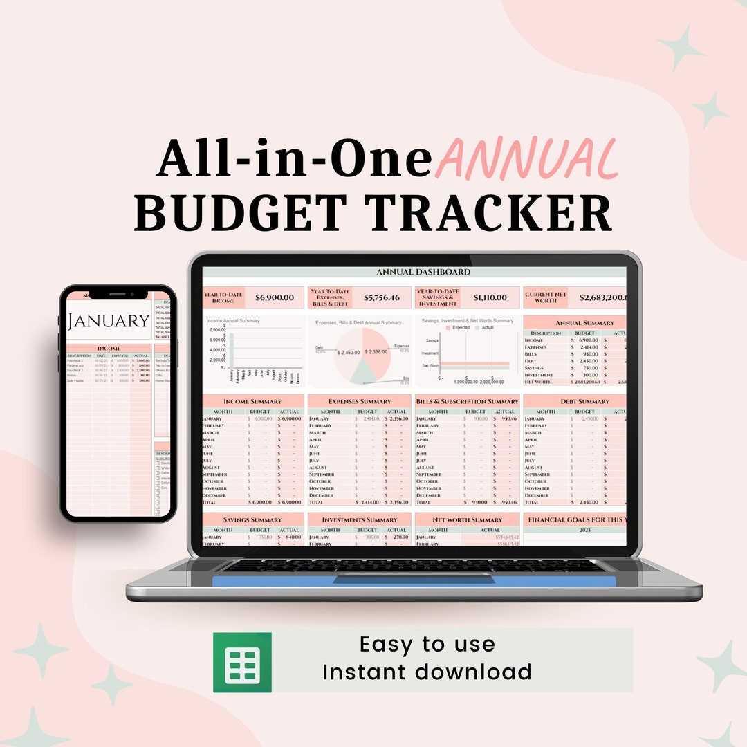 2026 Annual Budget Tracker, All-in-one Google Sheet (digital Download ...