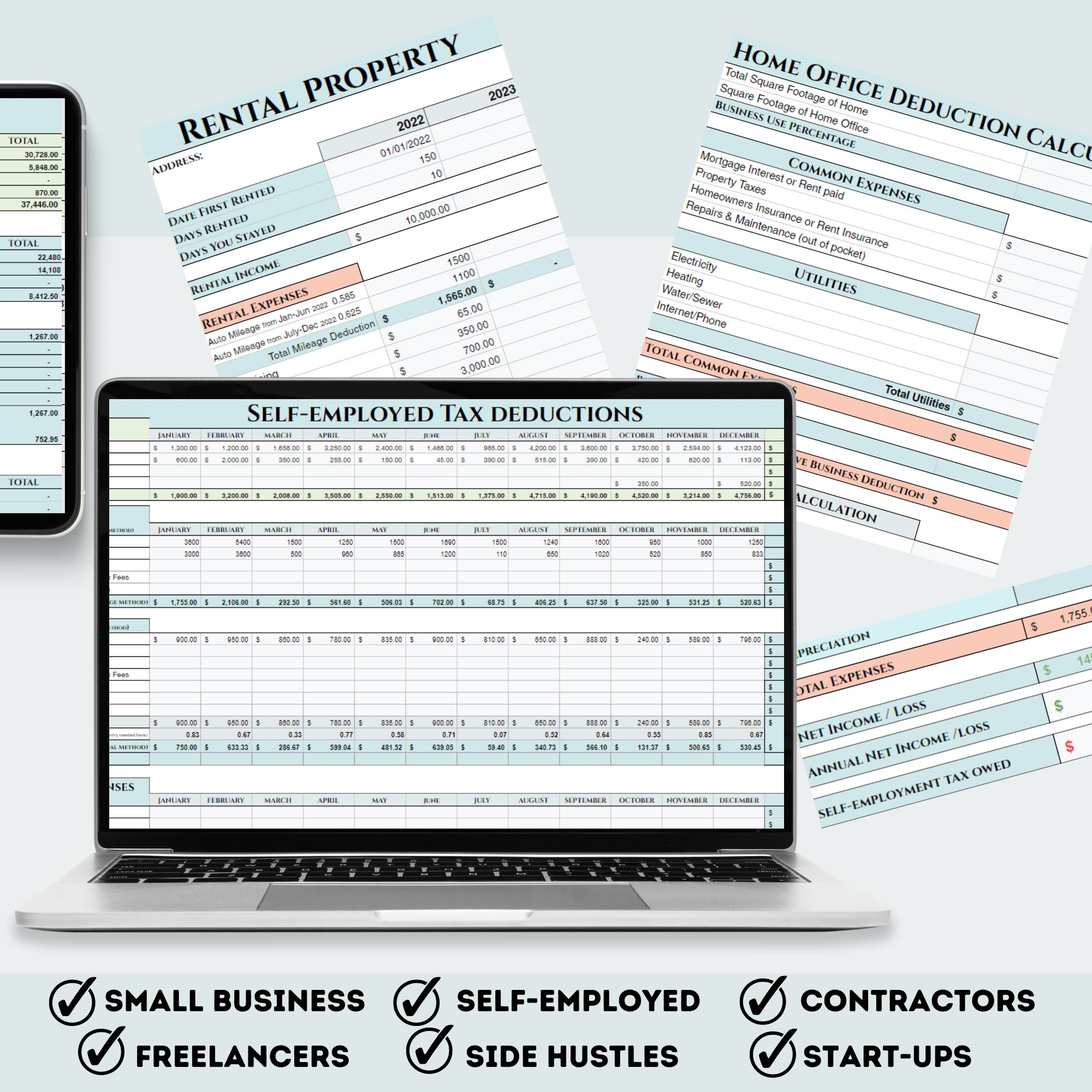 Self-employed Tax Deductions Small Business Expense Tracker Startup ...