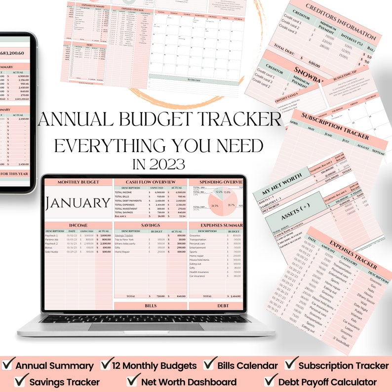2026 Annual Budget Tracker, All-in-one Google Sheet (digital Download ...
