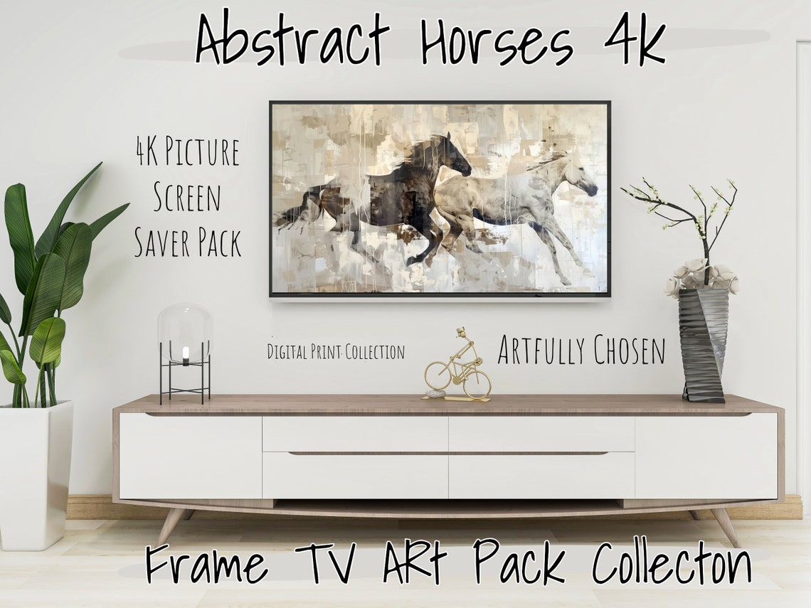 Frame TV Abstract Horse Abstract Set of 4 in 8k/4k, Frame Wall Art for ...