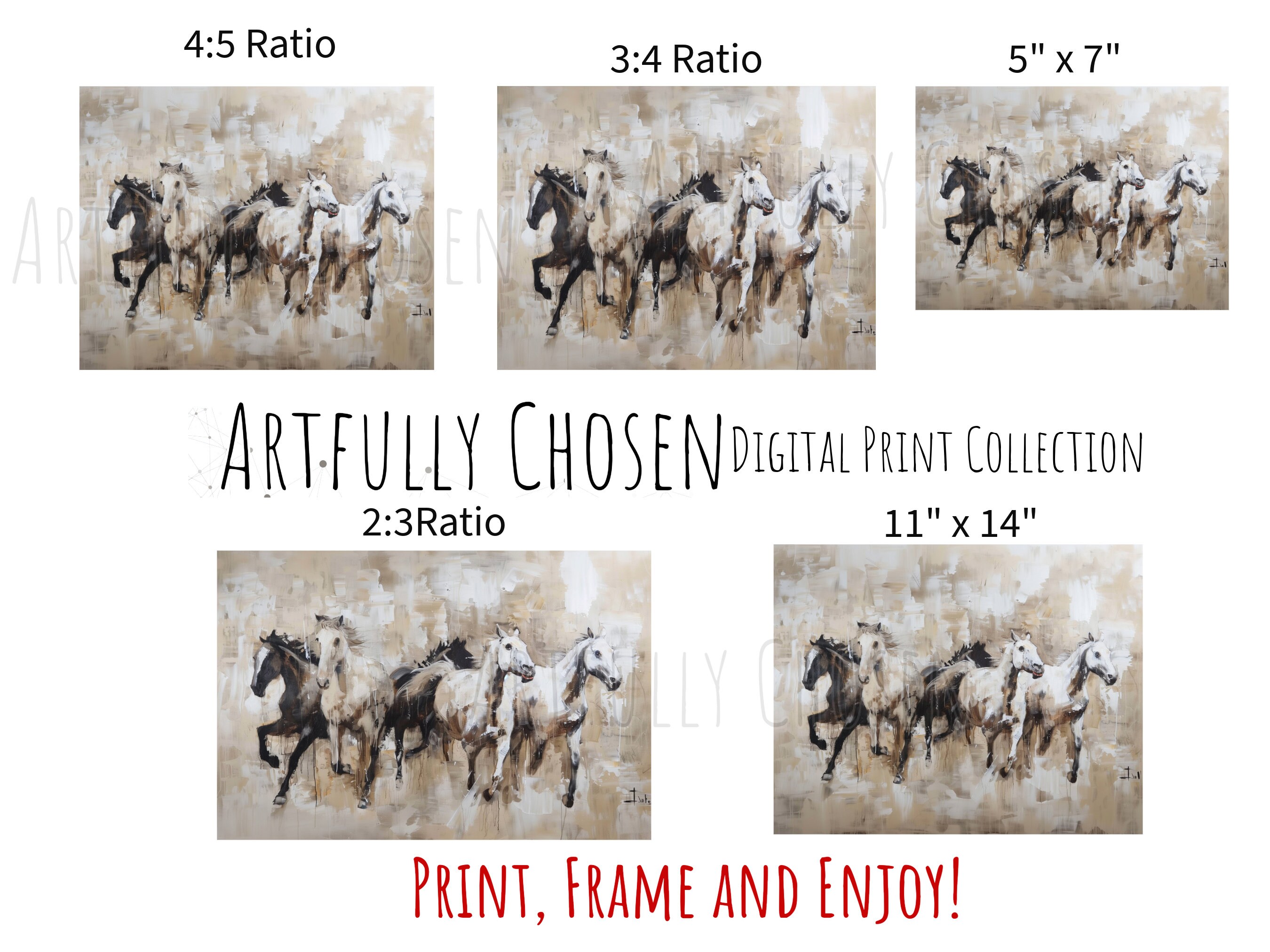 Horse Abstract Art Large Digital Print Untamed Spirits, Framed Wall Art ...