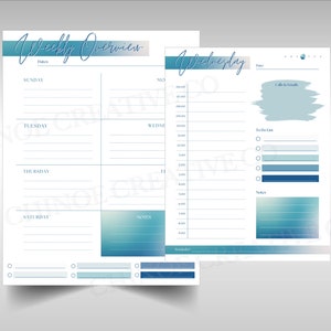 Daily Planner Weekly Printable To-do List Blue Ombre Digital File - Etsy