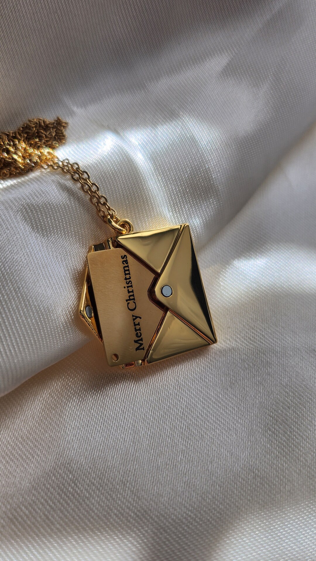 Custom Engrave Gold Envelope Necklace, Engrave Necklace, Personalized ...