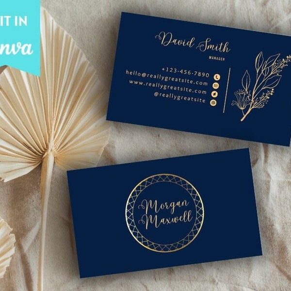 Navy Blue Business Card - Etsy