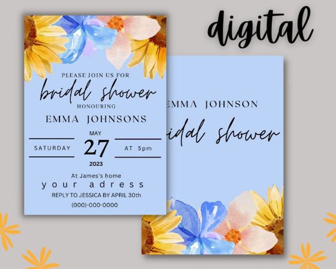 Bridal Shower Invitation Card Editable in Canva - Etsy