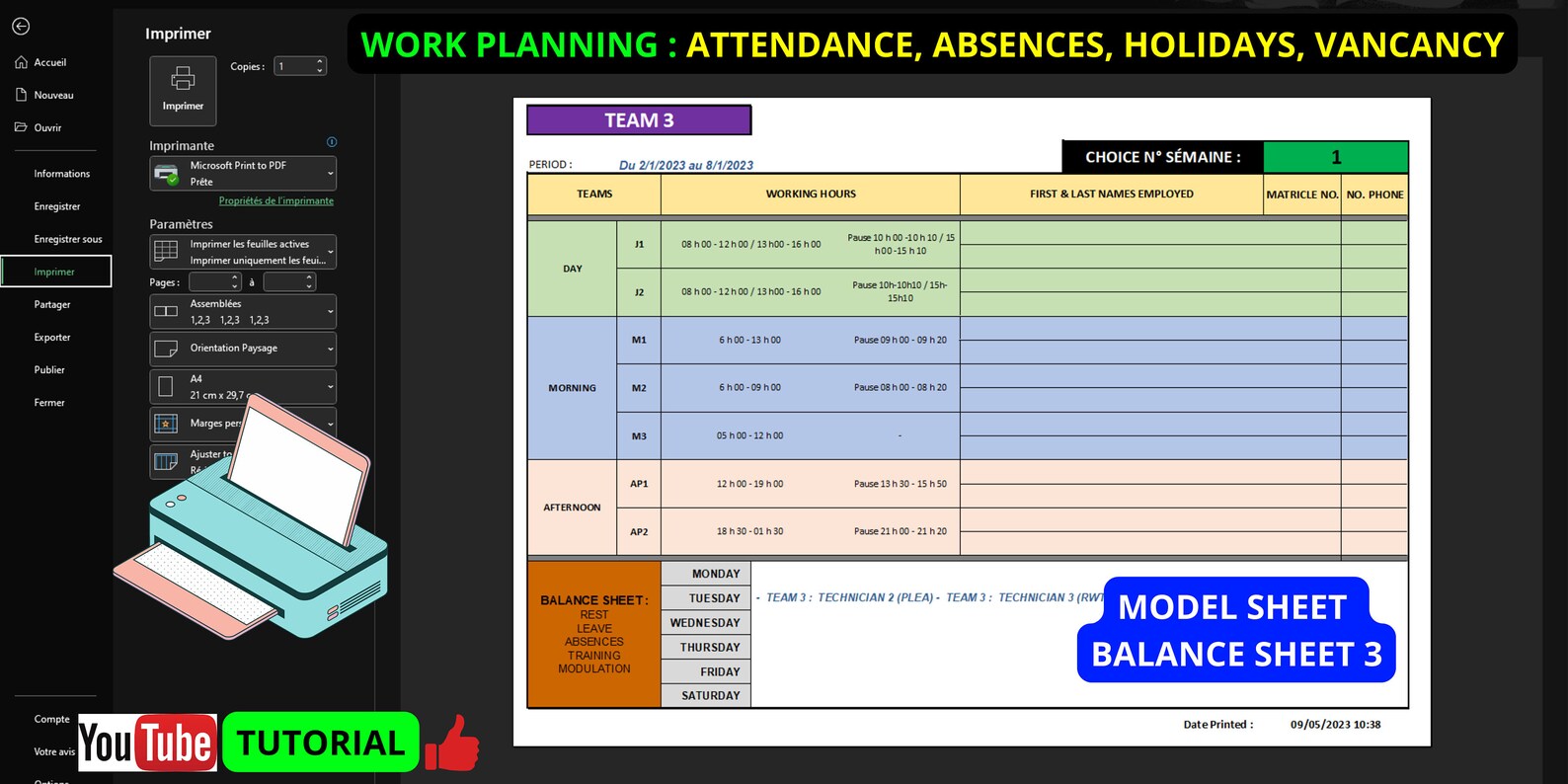 Work Schedule Excel | Work Planning Excel | Excel Staff Planning ...