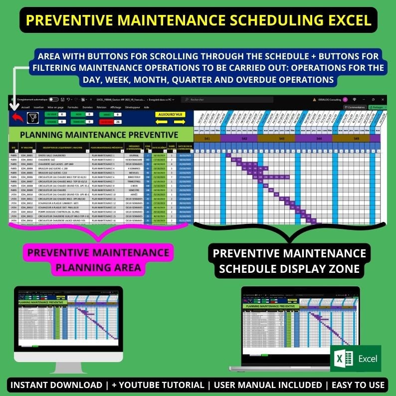 Preventive Maintenance Planning in Excel | Preventive Maintenance Excel | Preventative ...