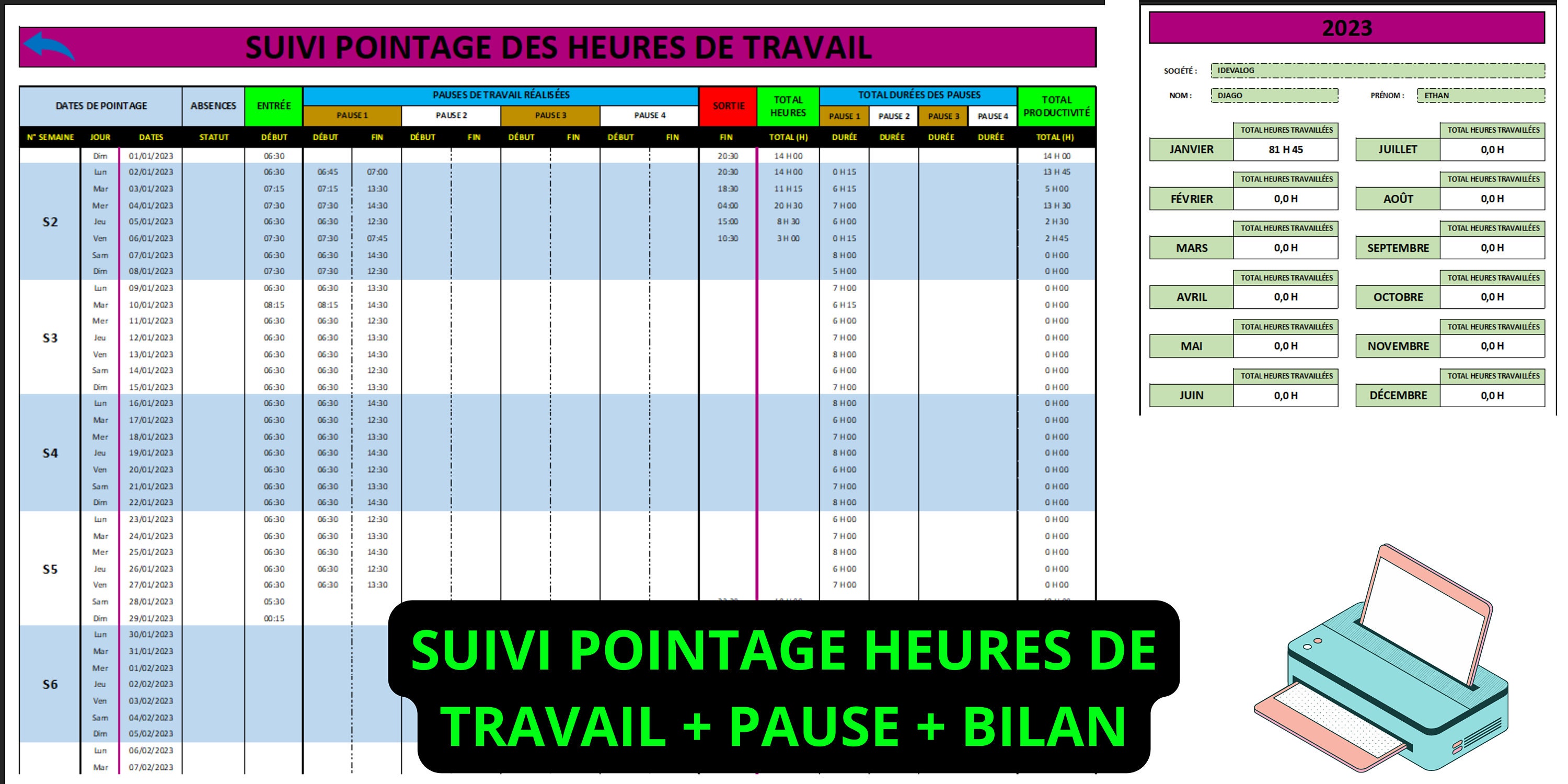 Tracking Employee Working Hours Excel Template Employee Work Schedule ...