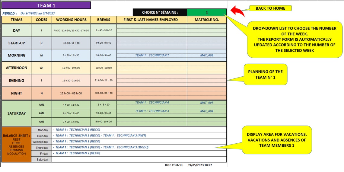 Work Schedule Excel | Work Planning Excel | Excel Staff Planning ...